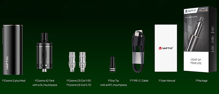 Kit Cosmo 2 Plus - Vaptio - Batterie 3000 mAh et réservoir 3 ml