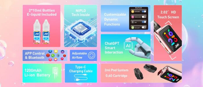 Puff JNR Flux Pro 32K – Puff connectée avec écran tactile et 32 000 ...