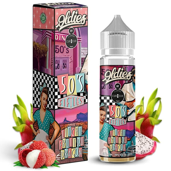 E liquide 50's Oldies Litchi et Fruit du Dragon - Curieux